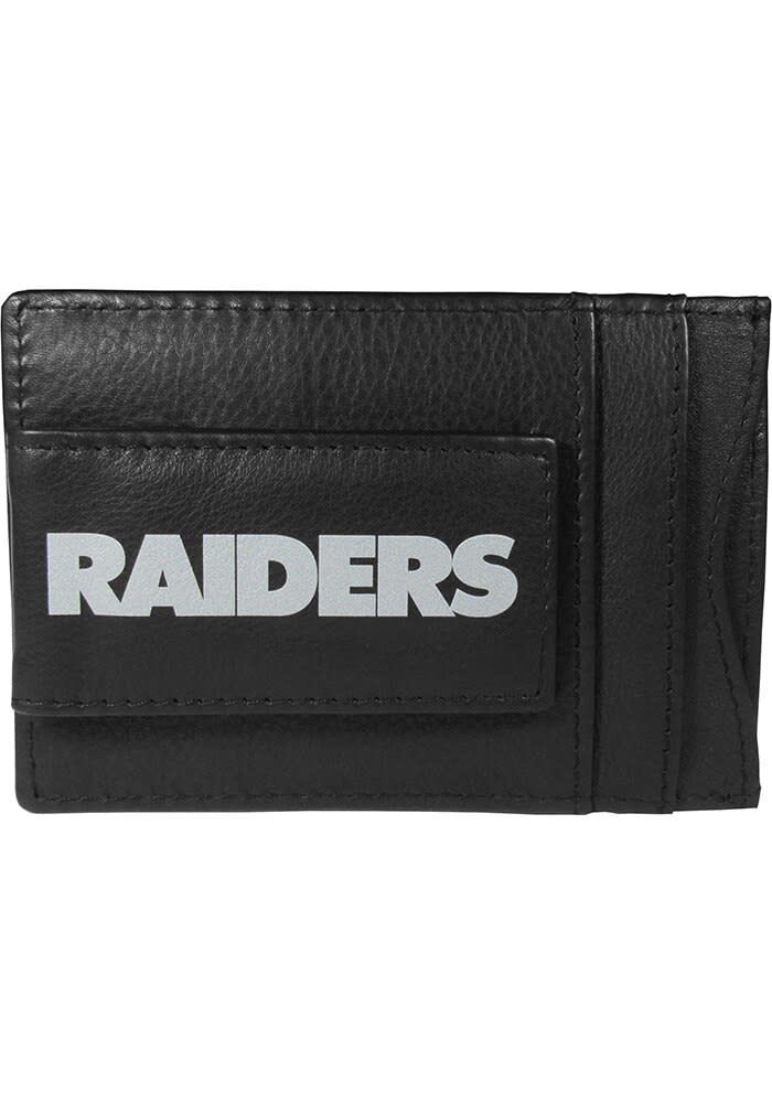 Las Vegas Raiders BLACK Leather Cash & Card Holder Mens Bifold Wallet ...