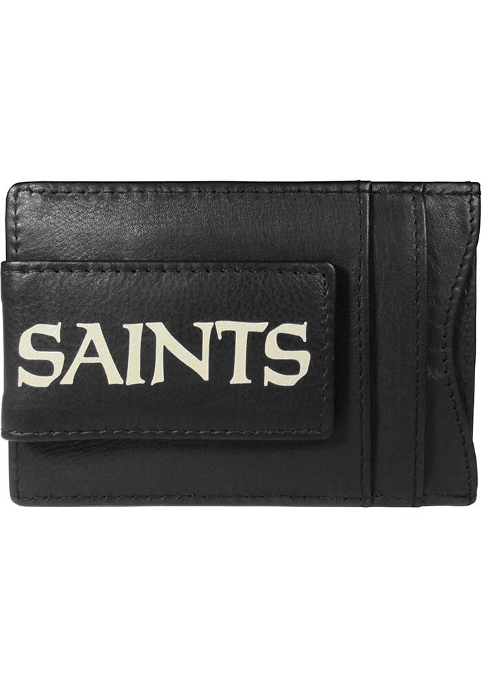 New Orleans Saints BLACK Leather Cash & Card Holder Mens Bifold Wallet ...