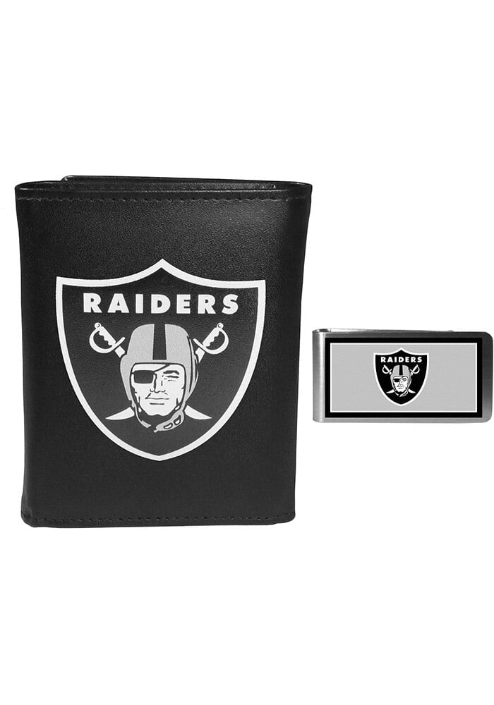 Las Vegas Raiders BLACK Money Clip Mens Trifold Wallet - 74753601