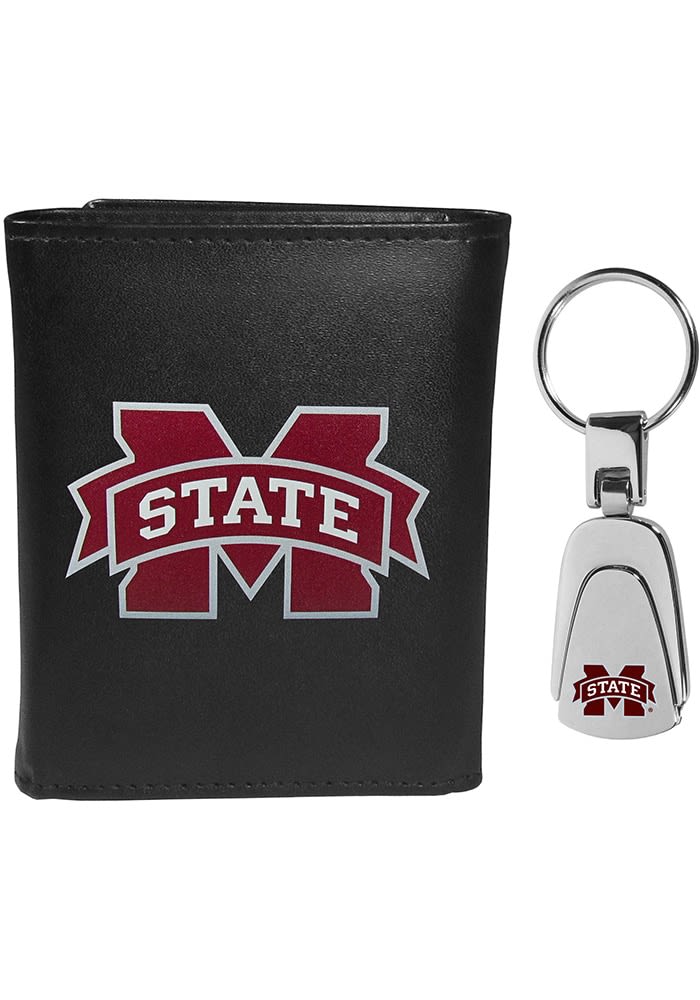 Mississippi State Bulldogs BLACK Key Chain Mens Trifold Wallet - 74753635