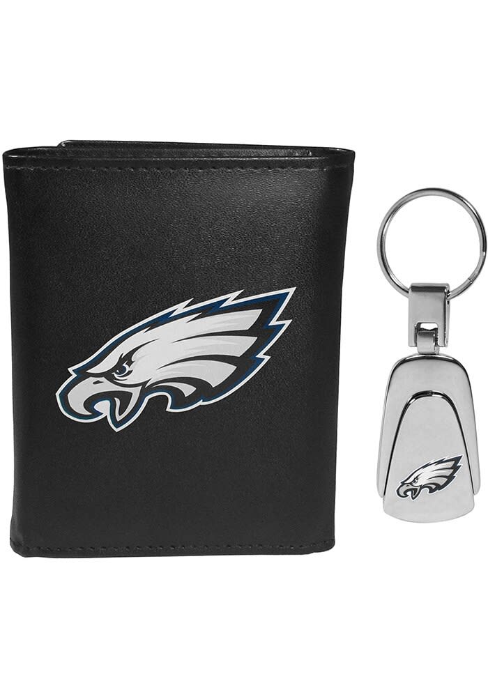 Philadelphia Eagles BLACK Key Chain Mens Trifold Wallet - 74753672
