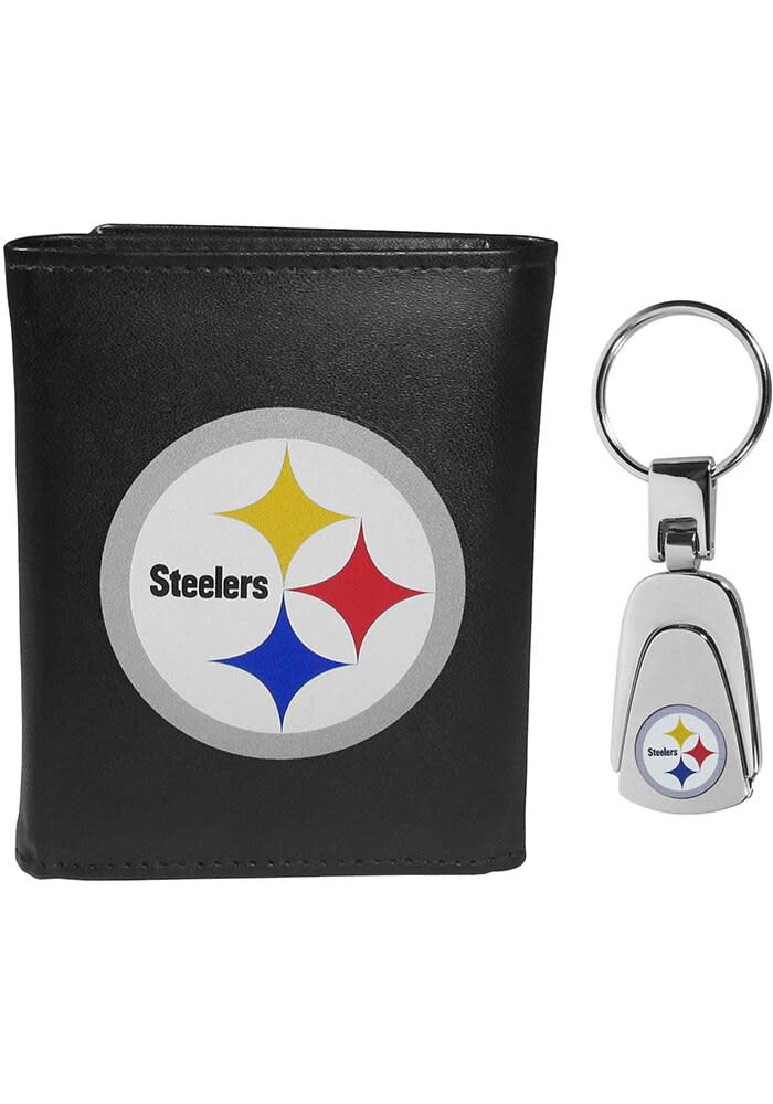 Pittsburgh Steelers BLACK Key Chain Mens Trifold Wallet - 74753684