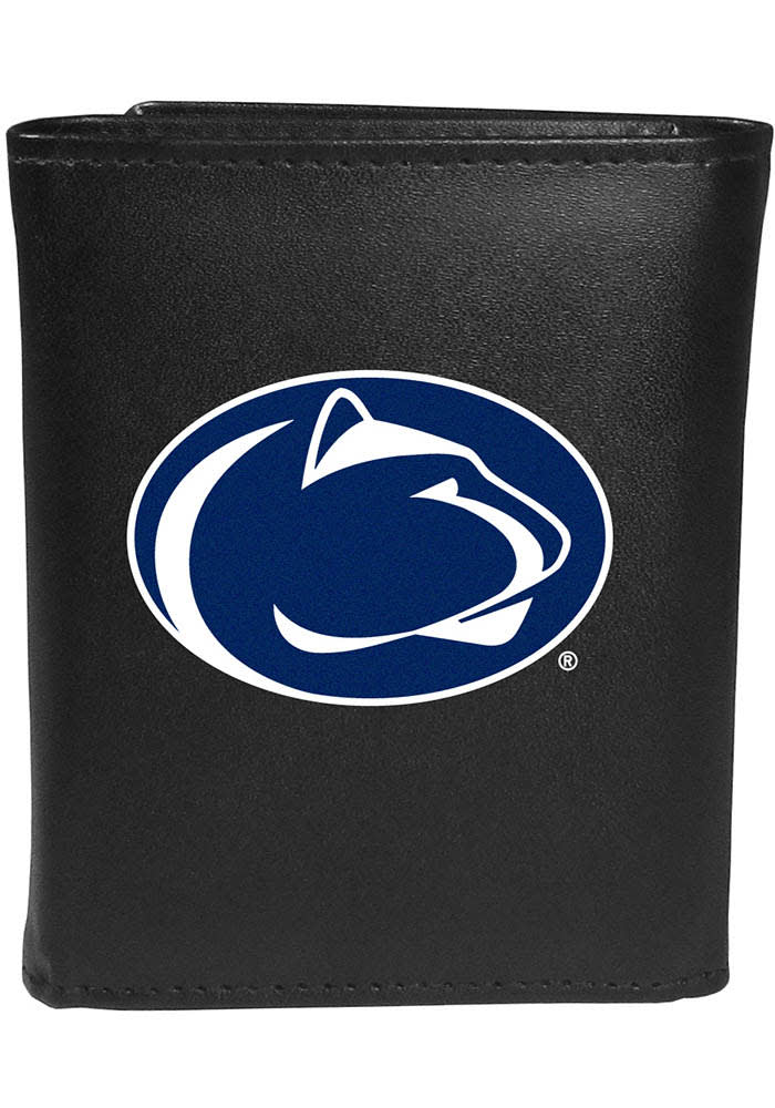 BLACK Large Logo Penn State Nittany Lions Mens Trifold Wallet - 74753831