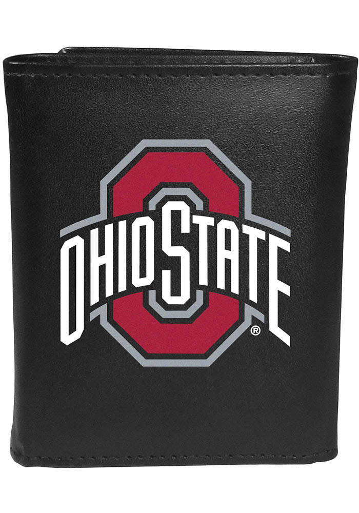 BLACK Large Logo Ohio State Buckeyes Mens Trifold Wallet - 74753835