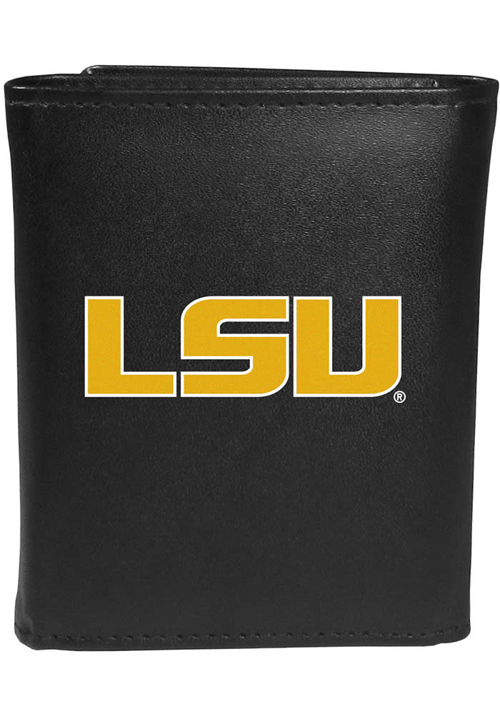 LSU Tigers BLACK Large Logo Mens Trifold Wallet - 74753840