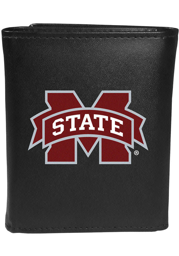 Mississippi State Bulldogs BLACK Large Logo Mens Trifold Wallet - 74753841