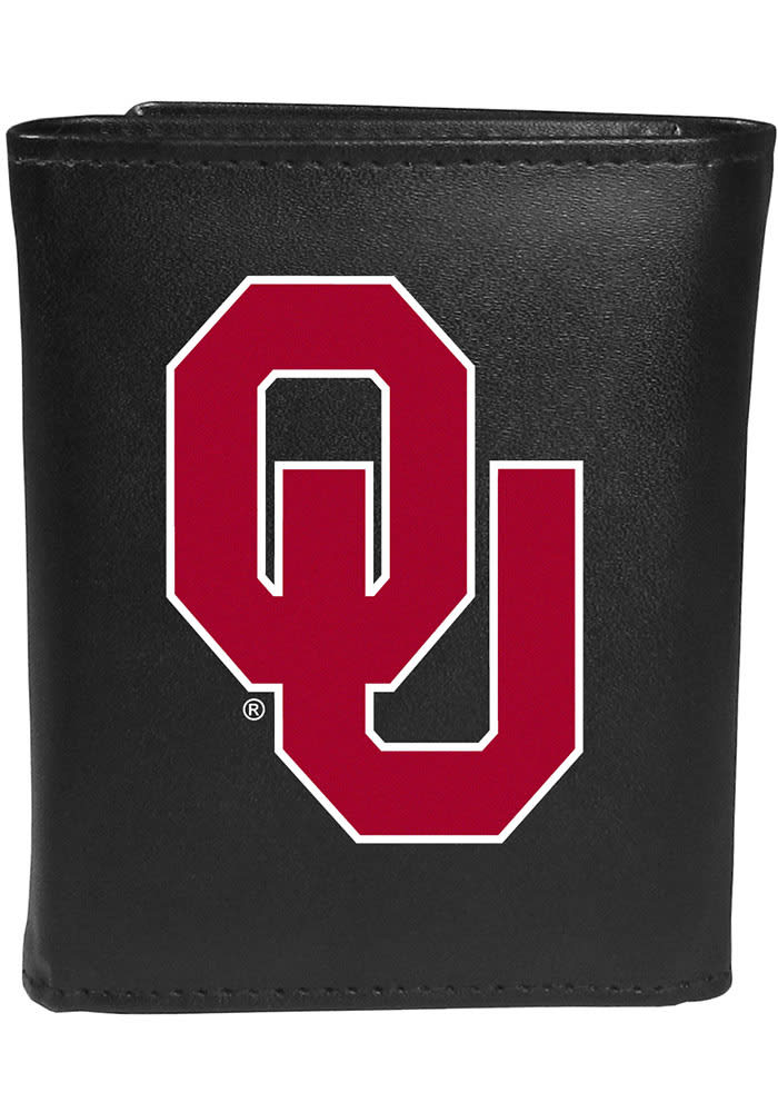 Oklahoma Sooners BLACK Large Logo Mens Trifold Wallet - 74753842