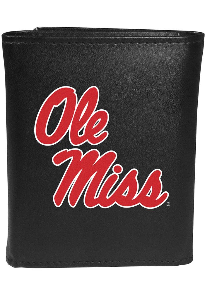 Ole Miss Rebels BLACK Large Logo Mens Trifold Wallet - 74753850