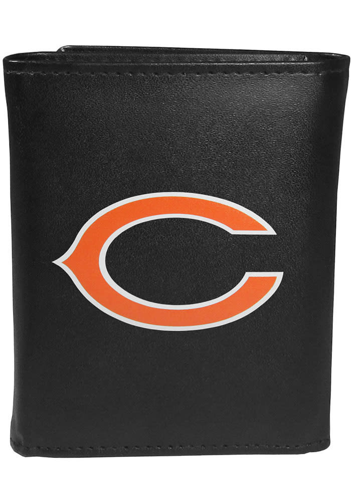Chicago Bears BLACK Large Logo Mens Trifold Wallet - 74753869