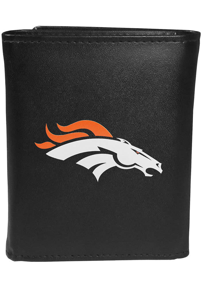 Denver Broncos BLACK Large Logo Mens Trifold Wallet - 74753872