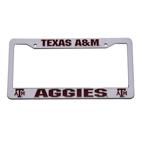 Texas A&M Aggies License Plate Frame - Texas A&M Aggies White Silver ...
