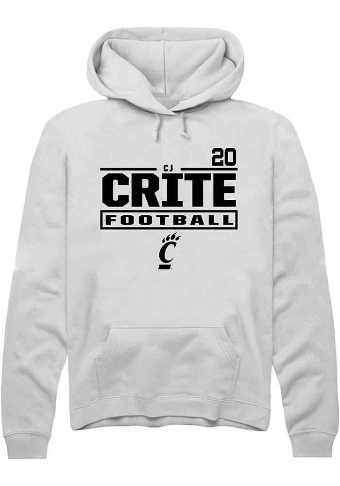 Cj Crite Cincinnati Bearcats Mens White Football NIL Stacked Box Player ...