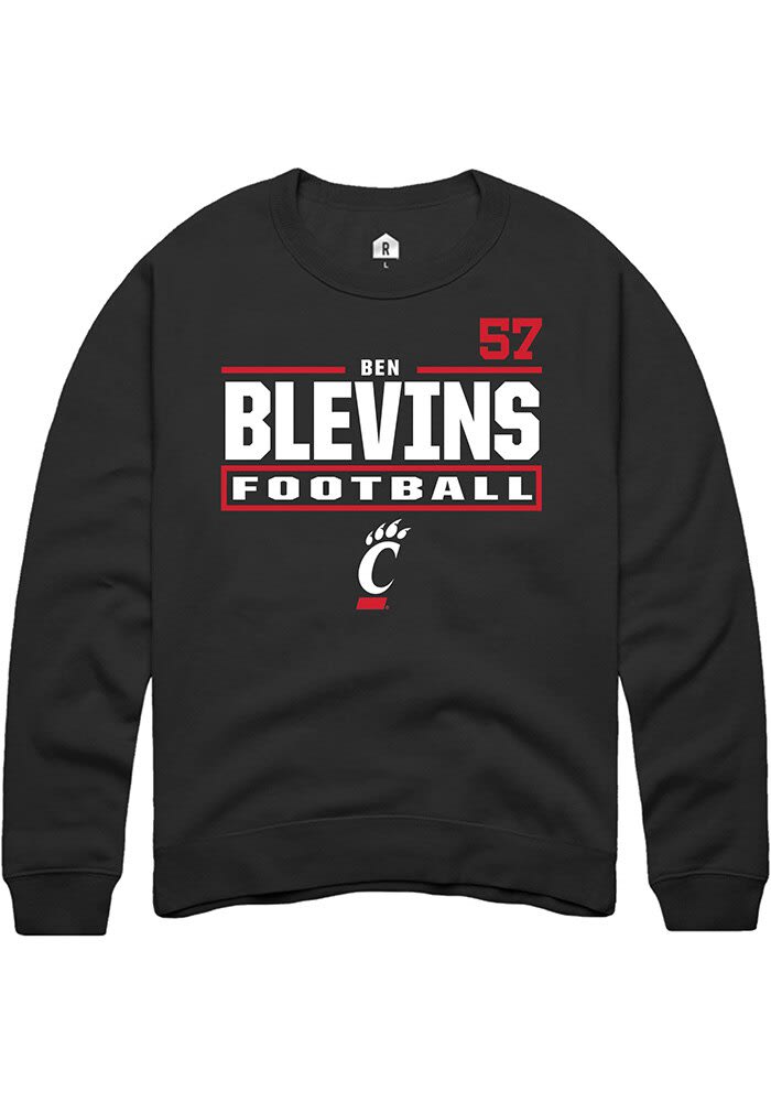 Ben Blevins Cincinnati Bearcats Mens BLACK Football NIL Stacked Box ...