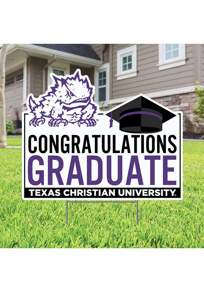 TCU Horned Frogs White Congratulations Graduate Yard Sign - 753555767