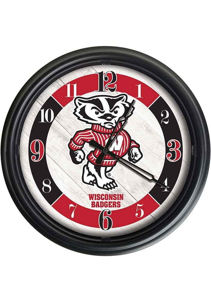 Wisconsin Badgers BLACK Mascot Outdoor LED Wall Clock - 755628127