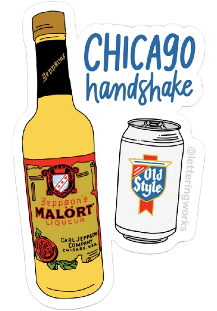Chicago Souvenir | Chicago Stickers YELLOW Handshake - 7610008