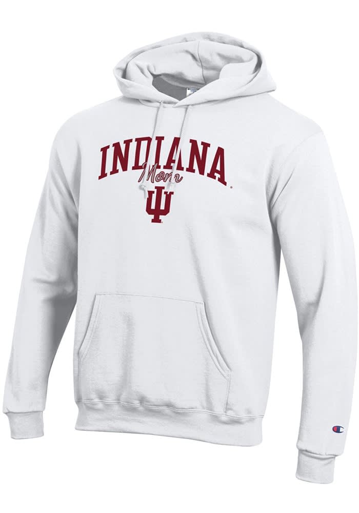 Champion Indiana Hoosiers Mens White Mom Script Powerblend Hoodie - 7686614