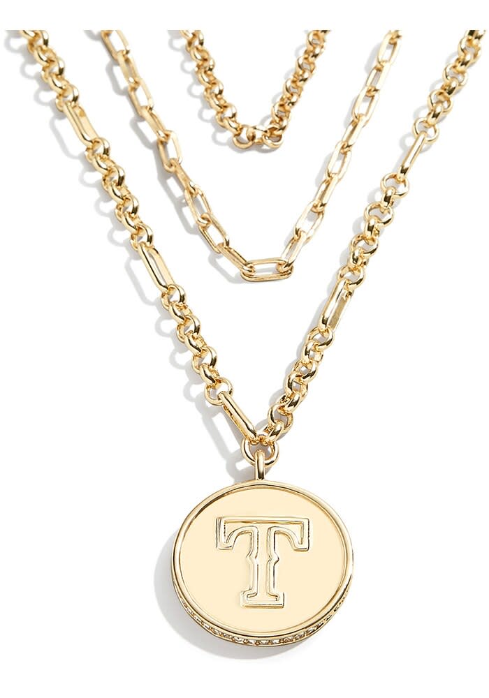 Texas Rangers GOLD Circle Pendant Womens Necklace - 7740223