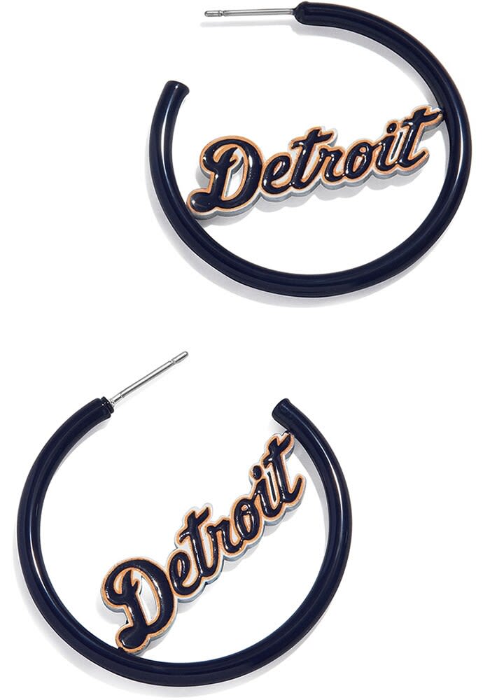 Detroit Tigers ORANGE Delicate Enamel Hoop Womens Earrings - 7740702