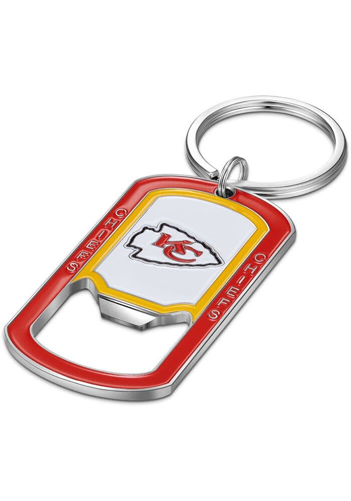 Kansas City Chiefs Stainless Steel Bottle Opener Keychain - RED