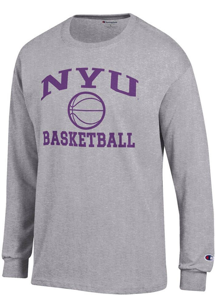 Champion NYU Violets Basketball Jersey Long Sleeve T Shirt ATHLETICGREY ...