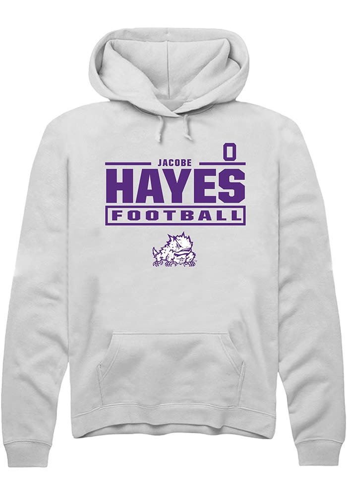 jacobe hayes TCU Horned Frogs Mens White NIL Stacked Box Player Hood ...