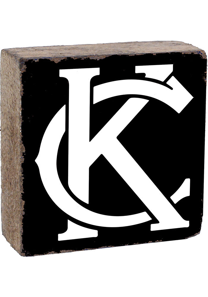Kansas City KC Monogram Rustic Block Sign BLACK - 78780086