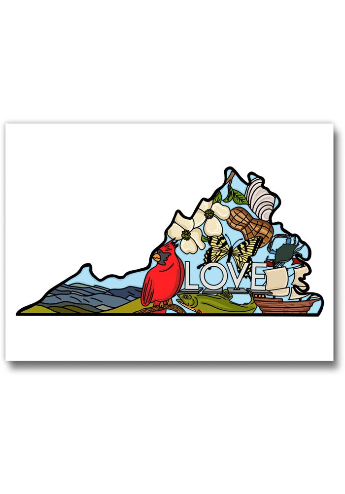 Virginia Red State Symbols Magnet - 7903289