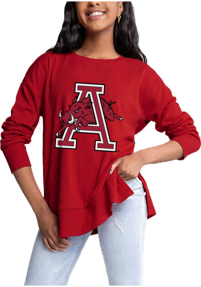 Arkansas Razorbacks Gameday Couture Crew Sweatshirt Womens CRIMSON Side ...