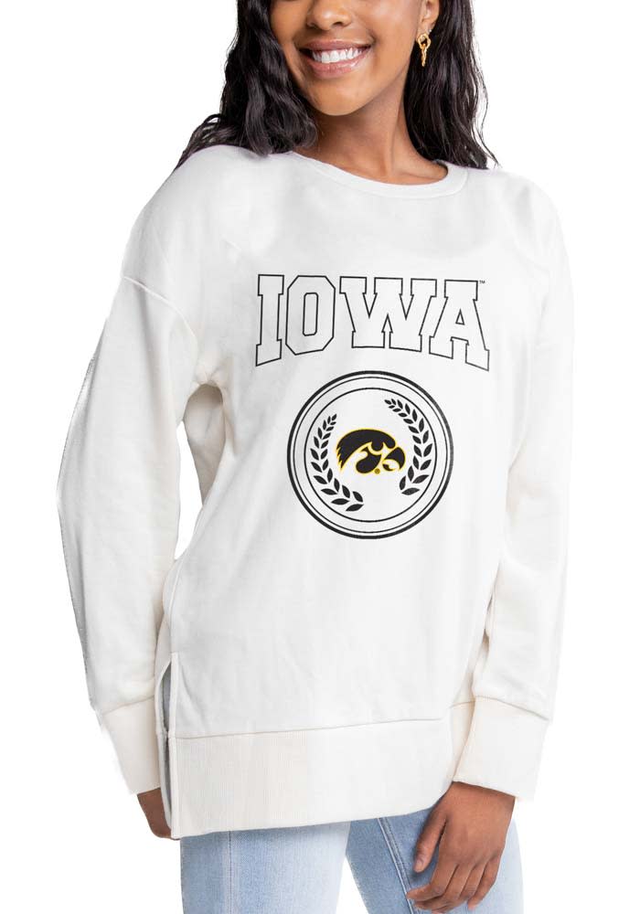 Iowa Hawkeyes Gameday Couture Crew Sweatshirt Womens IVORY Side Slit ...