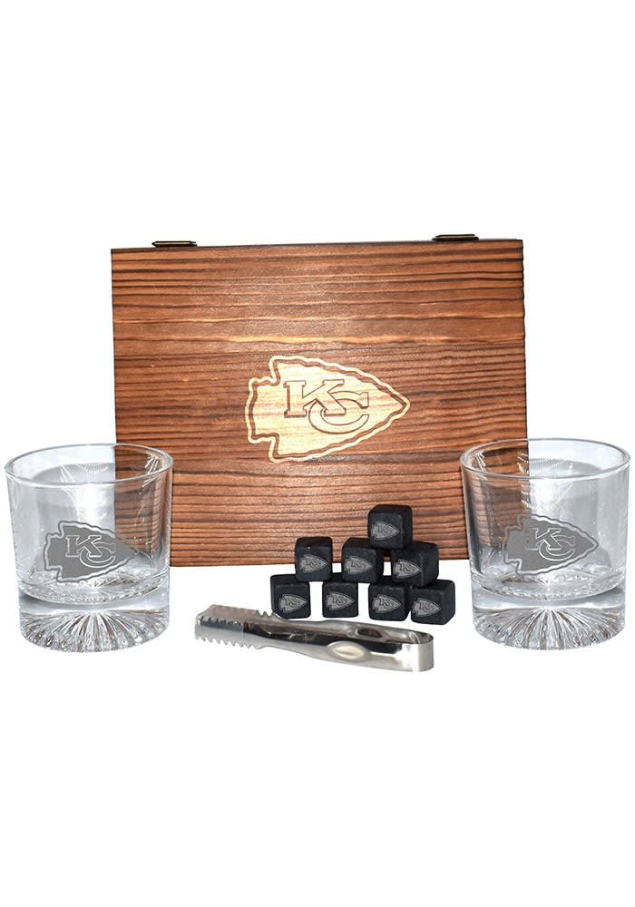 Kansas City Chiefs BROWN Acacia Boxed Rocks Drink Set - 7913263