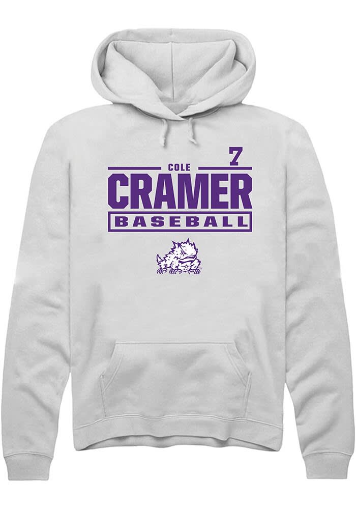 Cole Cramer TCU Horned Frogs Mens White NIL Stacked Box Player Hood ...