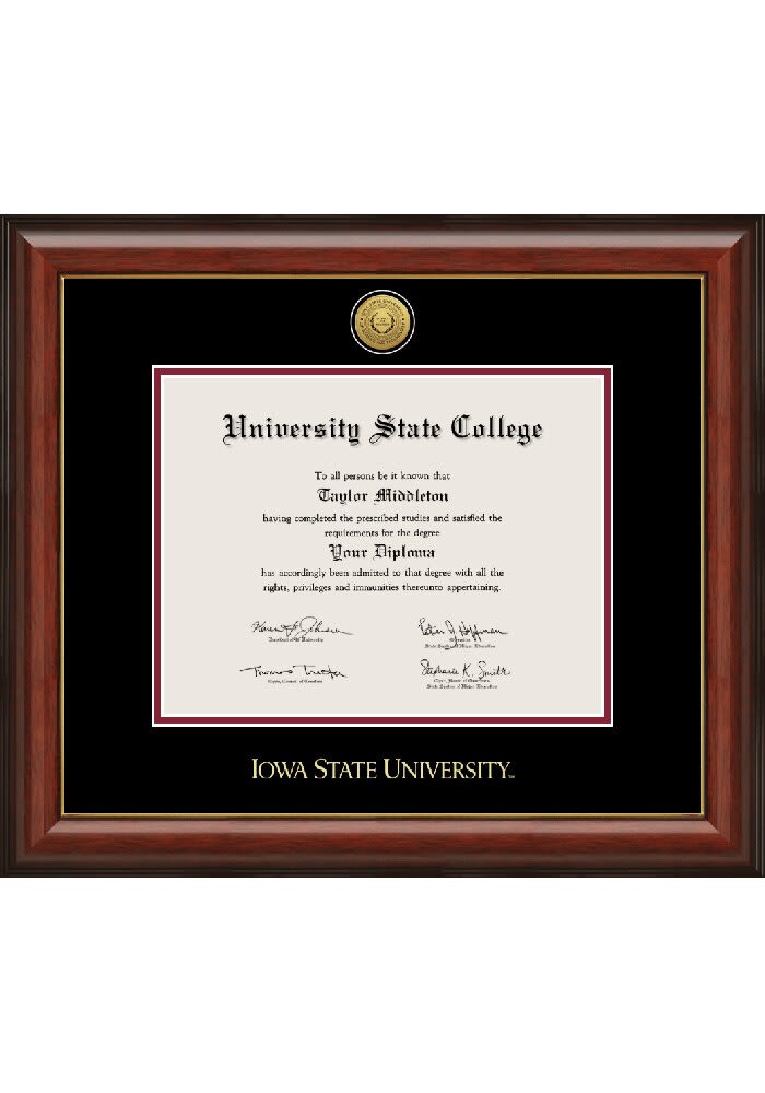Iowa State Cyclones BROWN Engraved Medallion Diploma Frame - 796604523