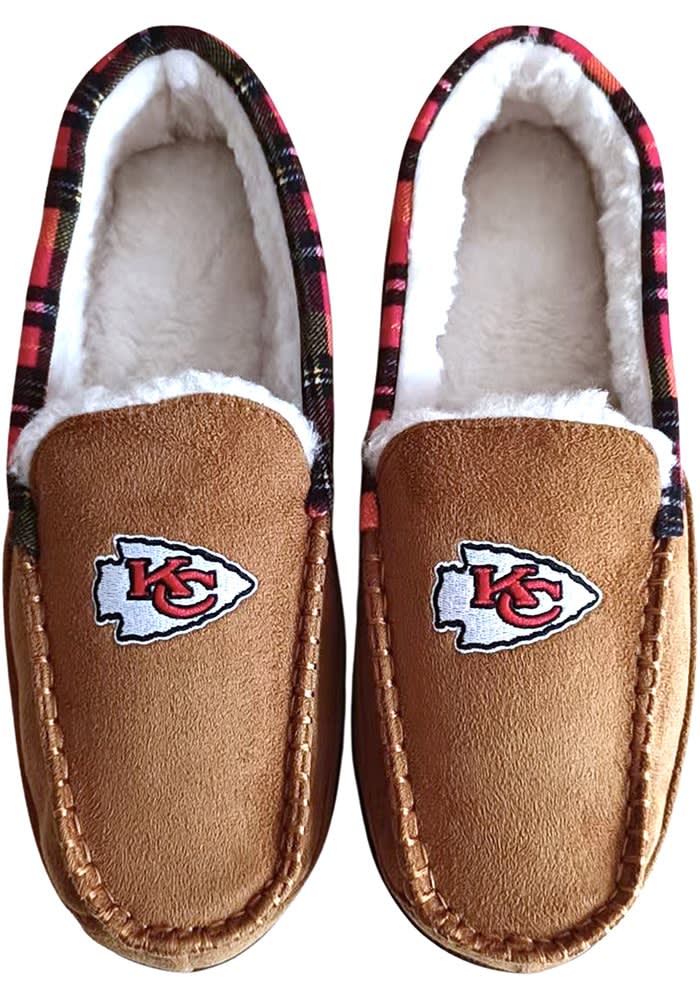 Kansas City Chiefs Red Flannel Trim Big Logo Moccasin Mens Slippers ...
