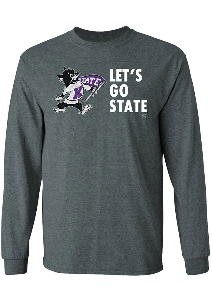 K-State Wildcats Lets Go State CHARCOAL Long Sleeve T Shirt - 8090464