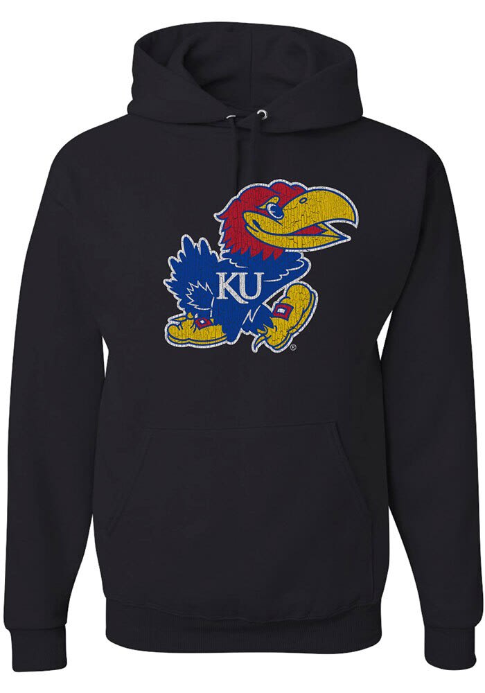 Kansas Jayhawks Mens BLACK Primary Team Logo Hoodie - 8090798