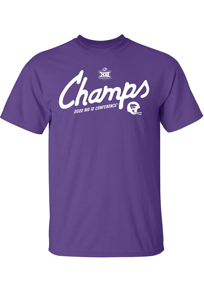 K-State Wildcats PURPLE 2022 Big 12 Football Champions Short Sleeve T ...