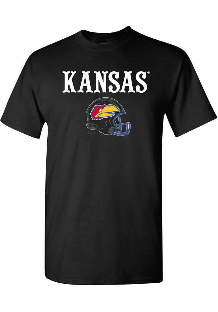 Kansas Jayhawks BLACK Football Warhawk Helmet Short Sleeve T Shirt ...