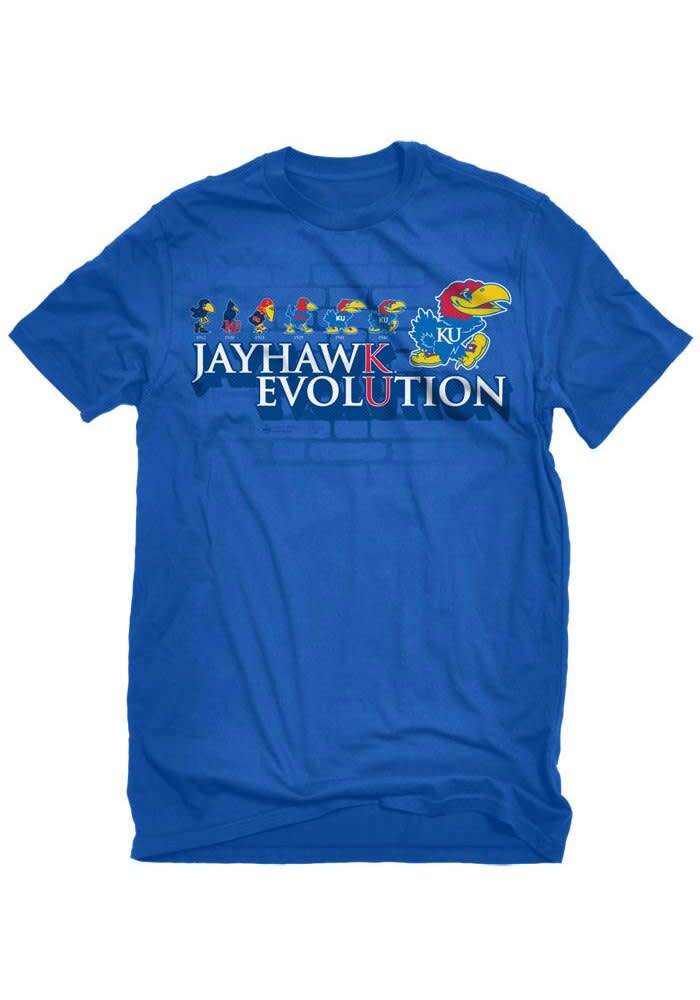 Kansas Jayhawks ROYAL Stacked Evolution Short Sleeve T Shirt - 8095532
