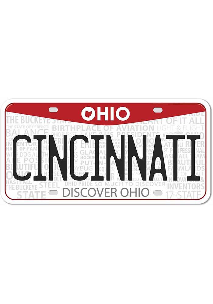 Cincinnati Souvenir | Cincinnati Stickers 4 Inch License Plate - White