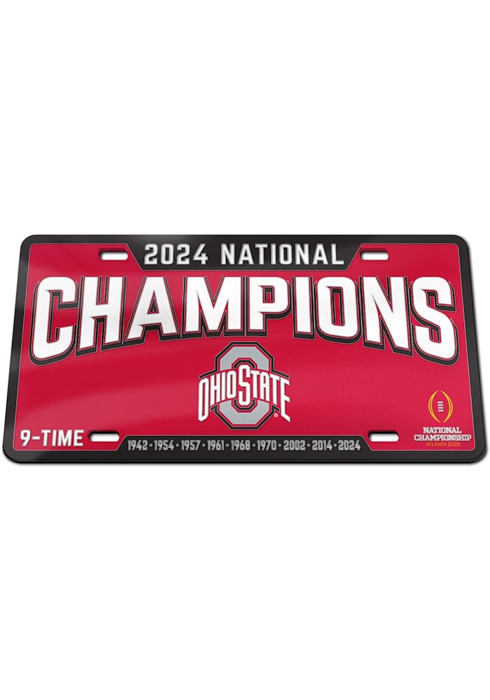 Red Ohio State Buckeyes 9x Football National Champions License Plate ...