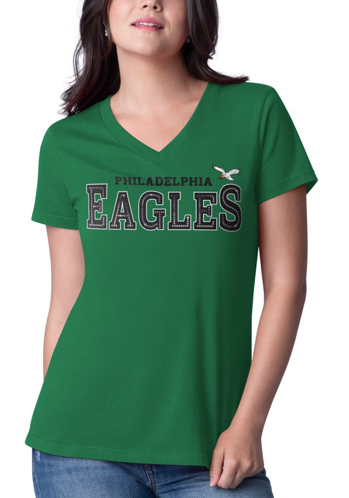 Starter Philadelphia Eagles Womens KELLYGREEN Rhinestone T-Shirt - 81710099