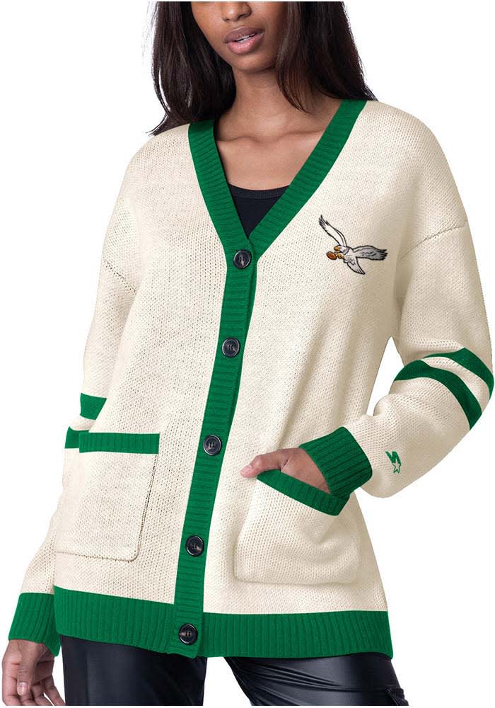 Philadelphia Eagles Starter Cardigan Womens CREAM Fast Break Long ...