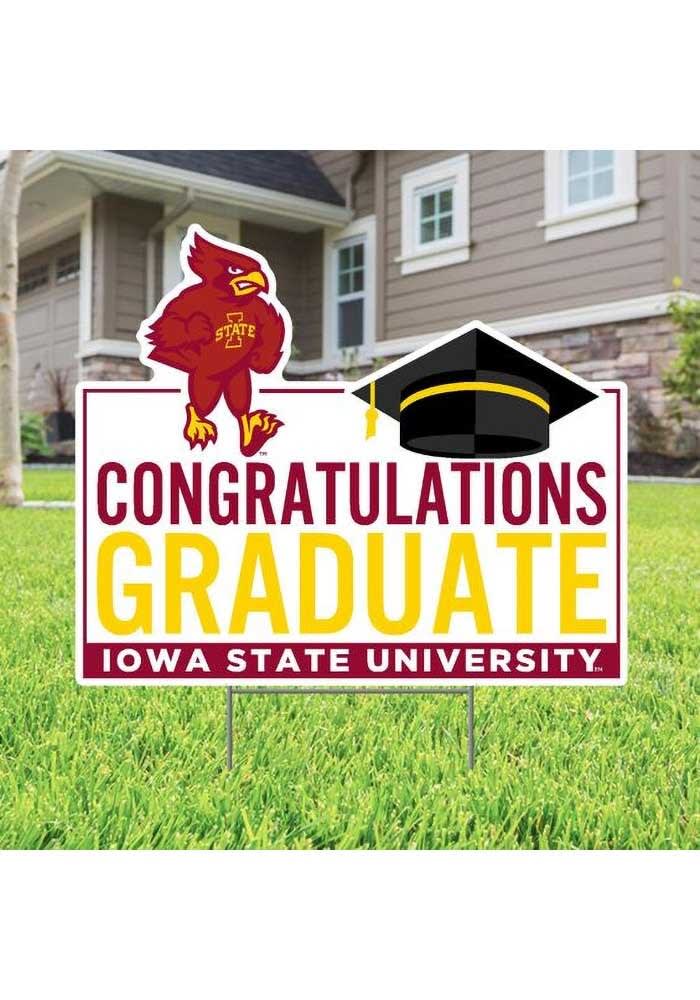 Iowa State Cyclones White Congratulations Graduate Yard Sign - 81713791