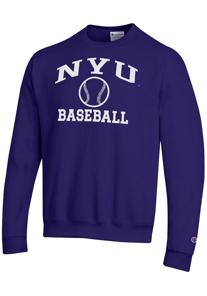 Champion NYU Violets Mens PURPLE Baseball Powerblend Crew Sweatshirt ...