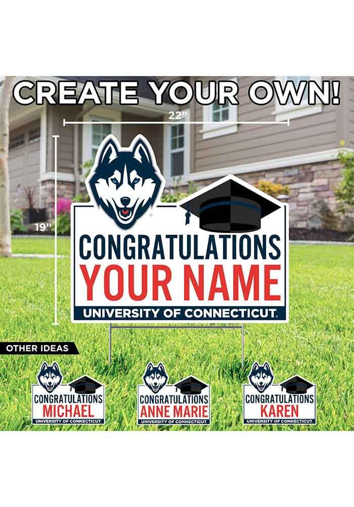 UConn Huskies White Personalized Congratulations Grad Yard Sign - 829414628