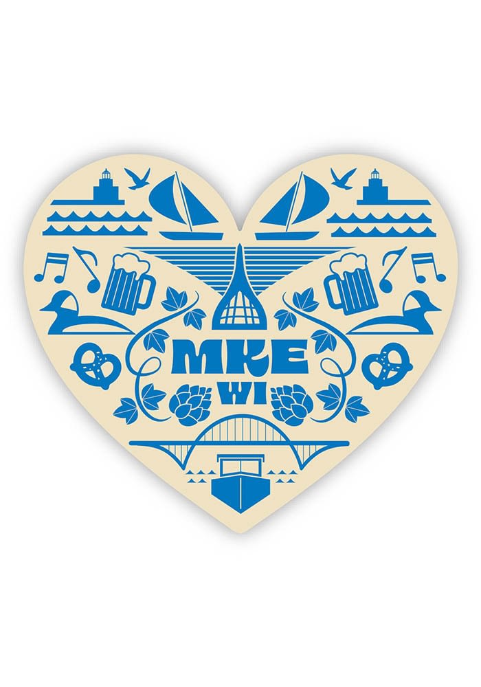 Milwaukee Souvenir | Milwaukee Stickers heart icons - WHITE MULTI