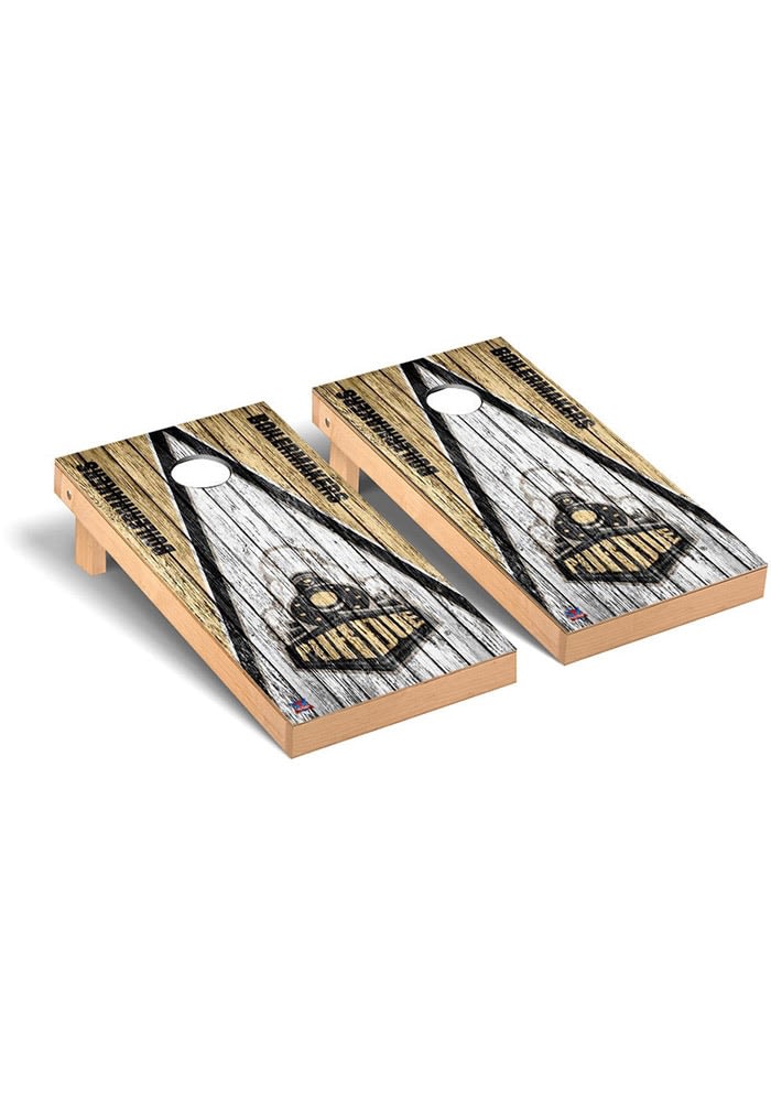 Purdue Boilermakers BLACK Triangle Weathered Version Corn Hole - 84285501