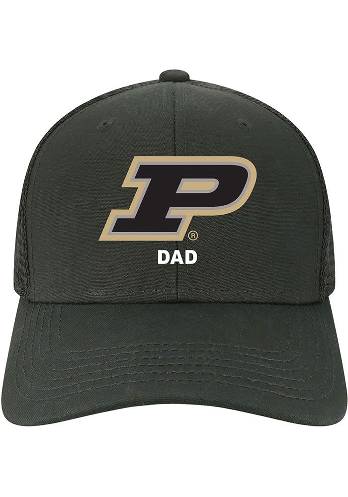 Purdue Boilermakers BLACK Dad Mid Pro Trucker Adjustable Hat - 8438709