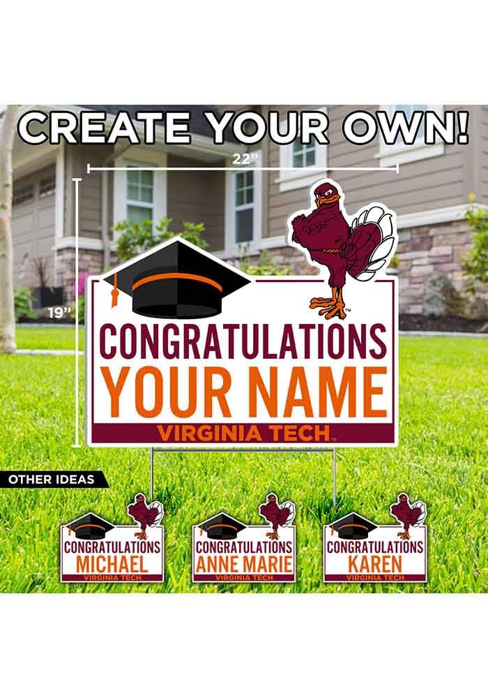 Virginia Tech Hokies White Personalized Congratulations Grad Yard Sign ...